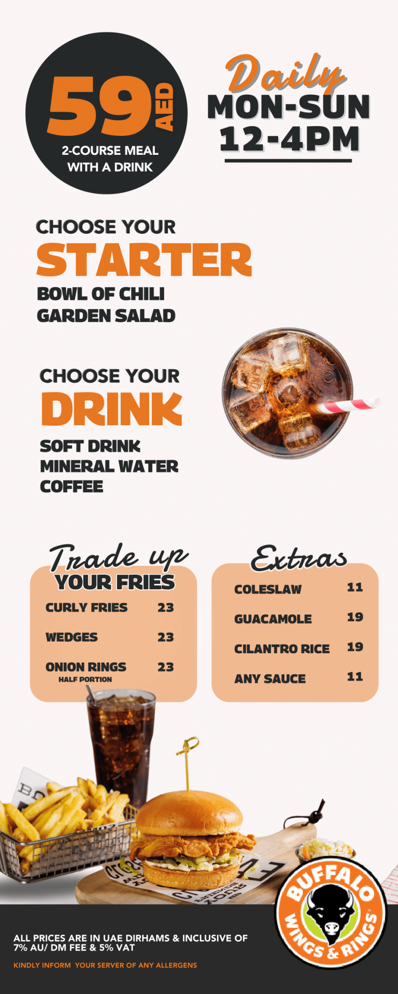 Buffalo Wings and Rings Dubai - LUNCH MENU